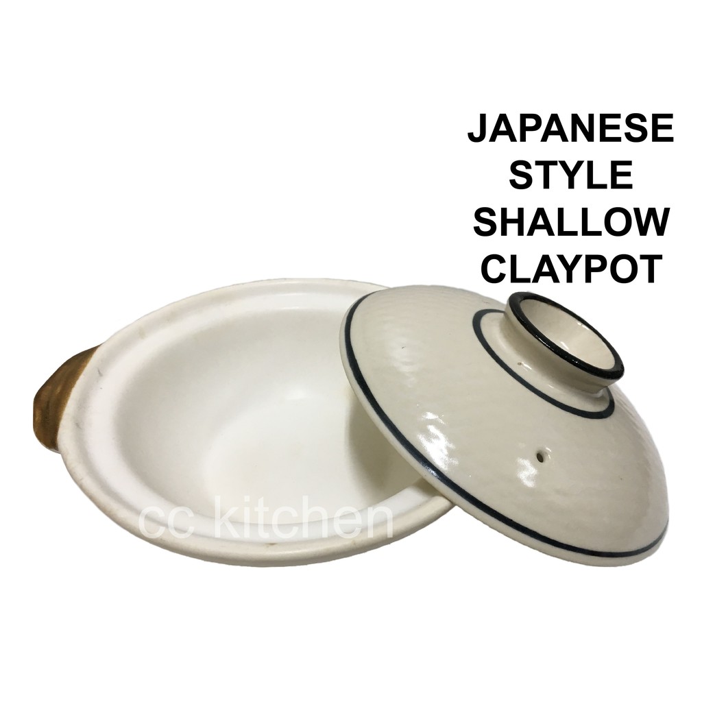 JAPANESE STYLE SHALLOW CLAY POT WITH COVER (BLACK) | Shopee Singapore