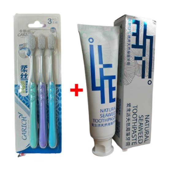 iLife seaweed toothpaste 120g & carich toothbrush 3pcs | Shopee Singapore