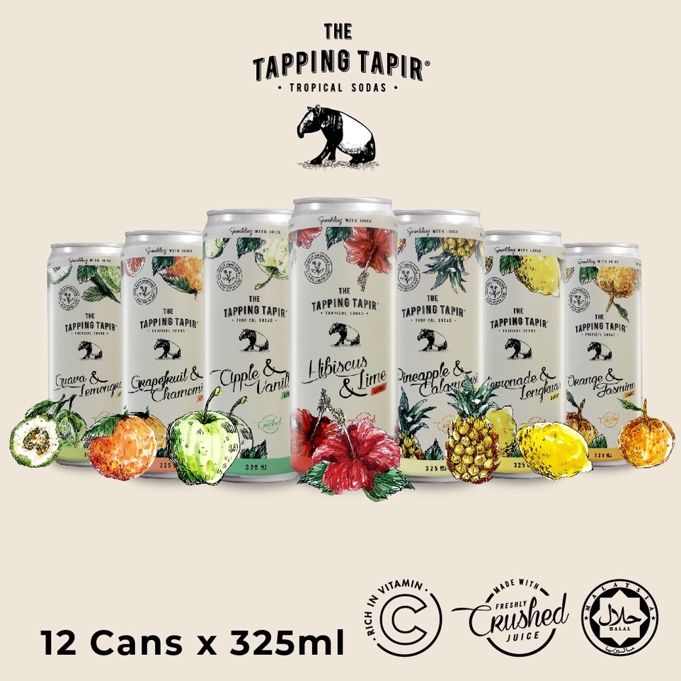 The Tapping Tapir Light Carbonated Soda Real Fruit Juice Drink Less ...