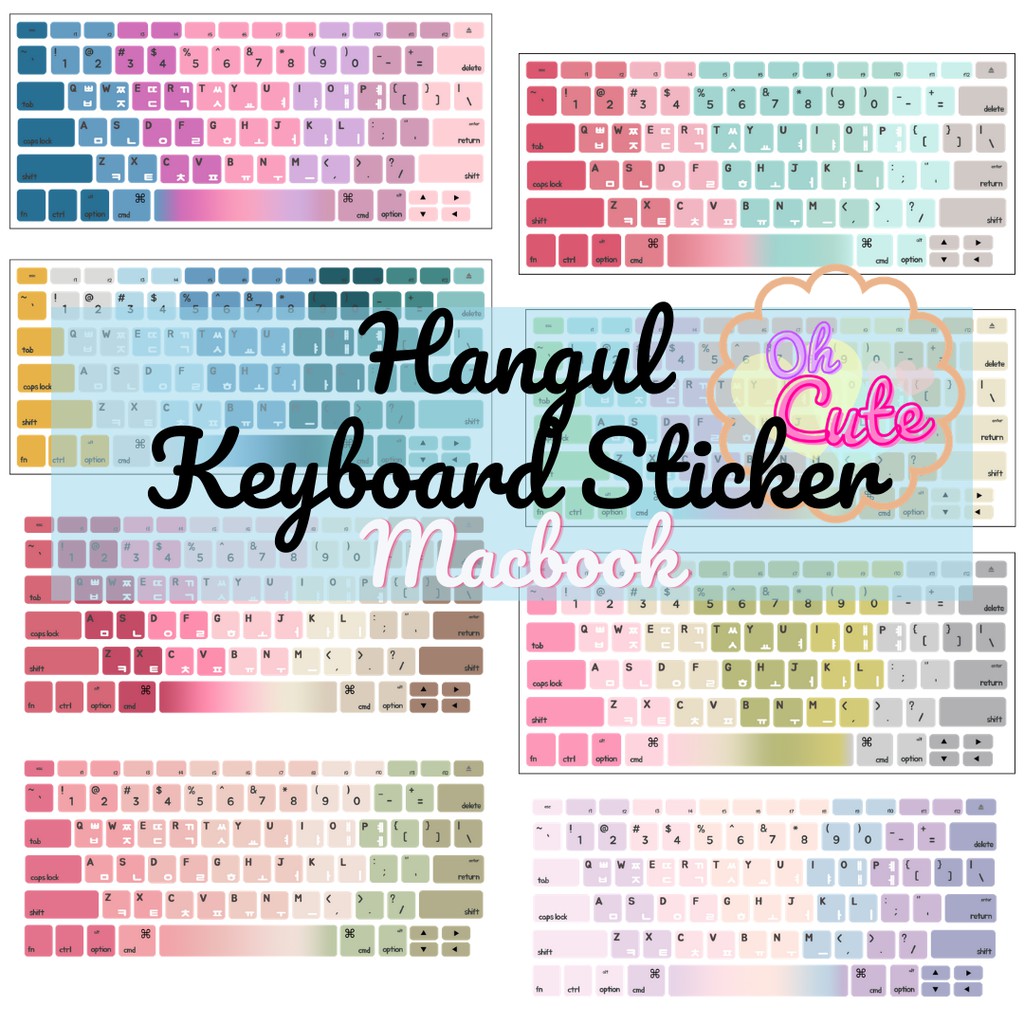Korean Hangul Keyboard Sticker for Macbook Aesthetic Palette Color ...