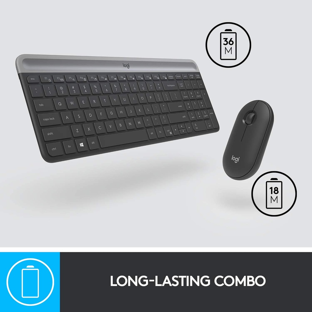 Logitech MK470 Slim Wireless Keyboard and Mouse Minimalist Combo - EBL ...