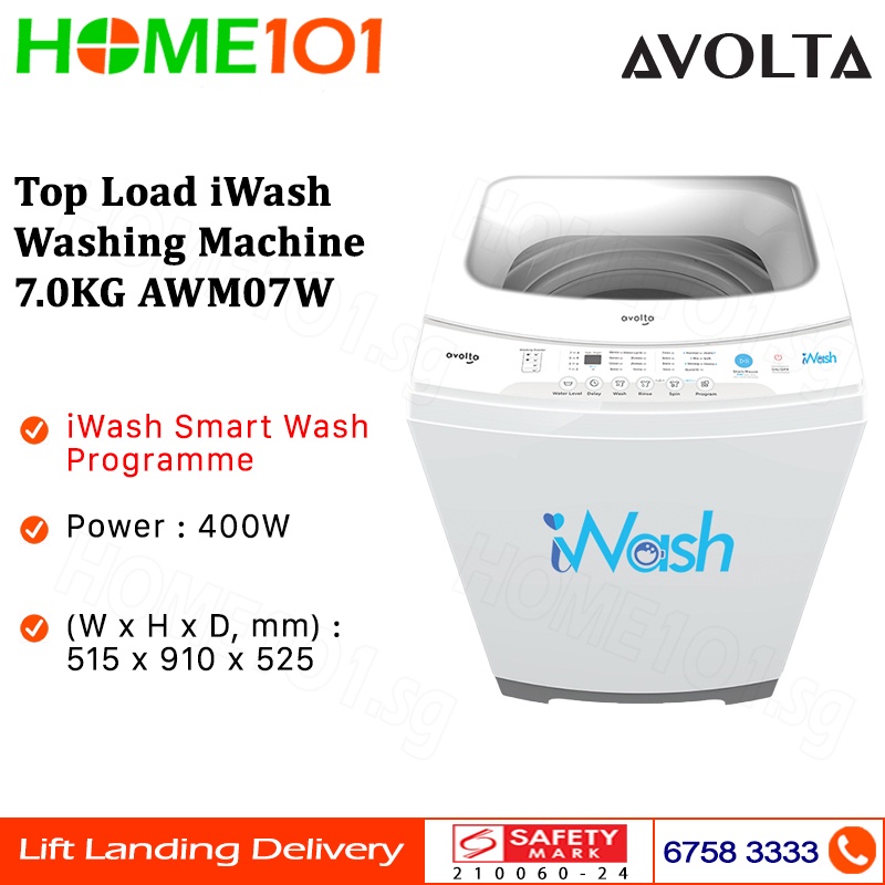 Avolta Top Load iWash Washing Machine 7.0KG AWM07W | Shopee Singapore