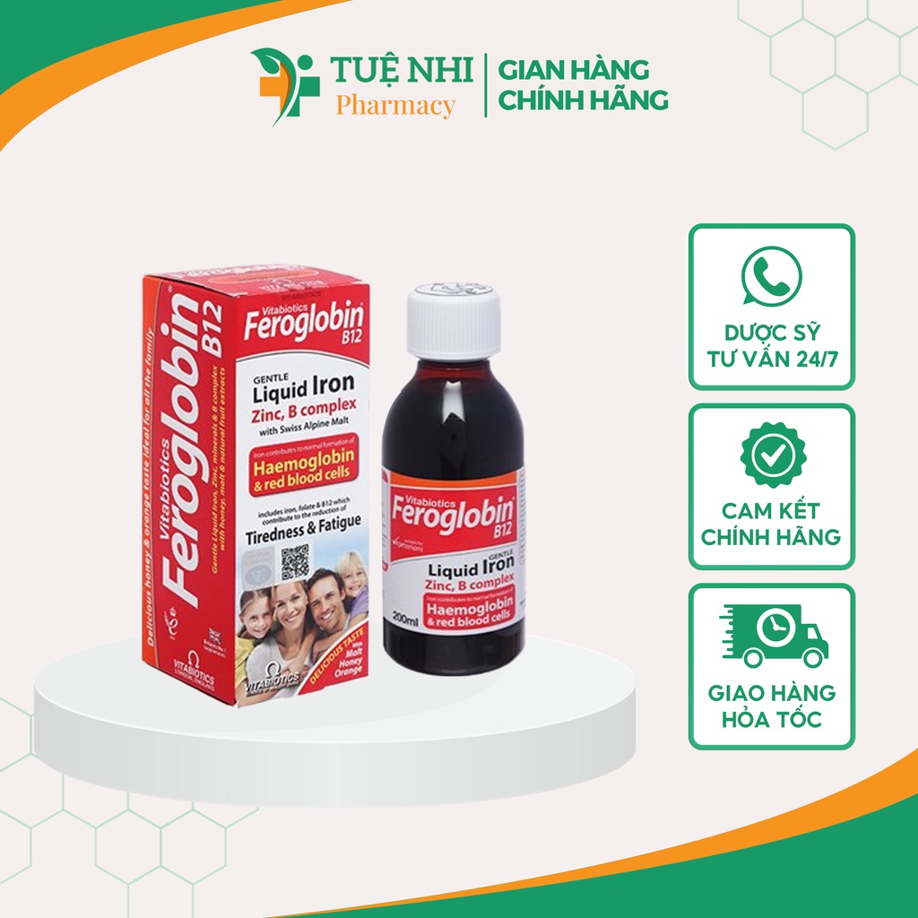 Vitabiotics Feroglobin B12 Water Vitamin Supplement Iron Bottle 200ml ...