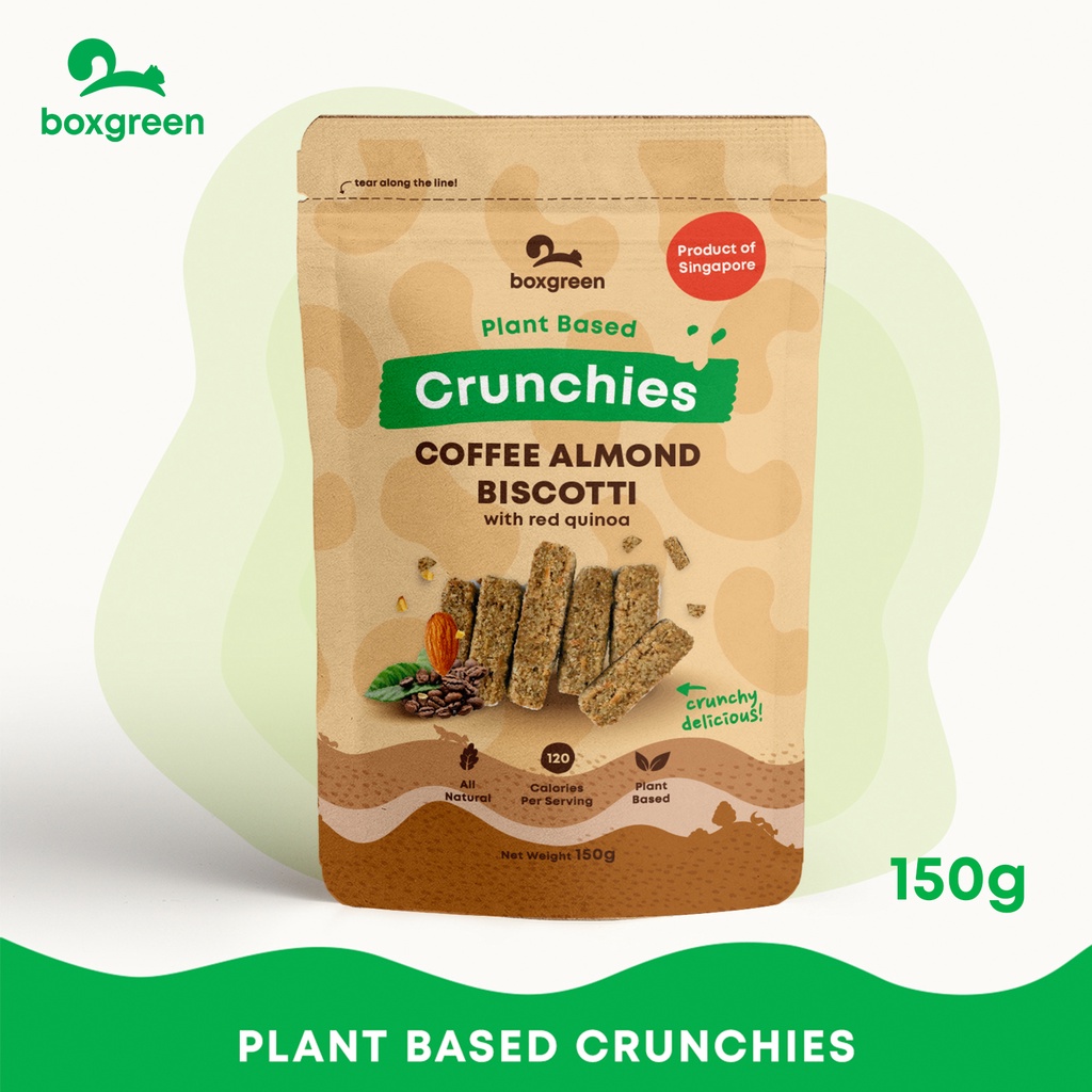 Boxgreen Crunchies Coffee Almond Biscotti (150g) [All Natural, Healthy ...