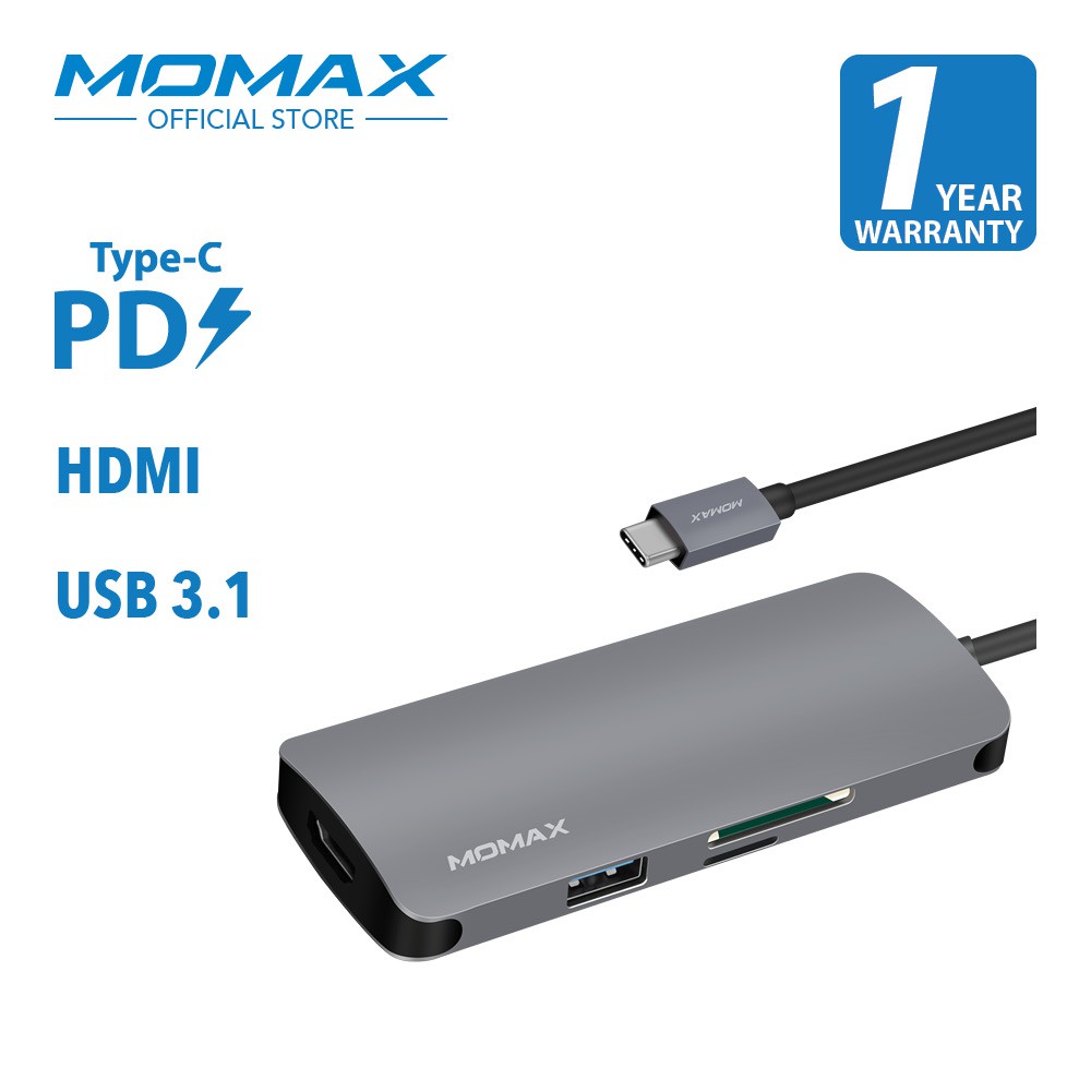 Momax DHC8D ONELINK 7-in-1 USB Type C Hub Space Grey | Shopee Singapore