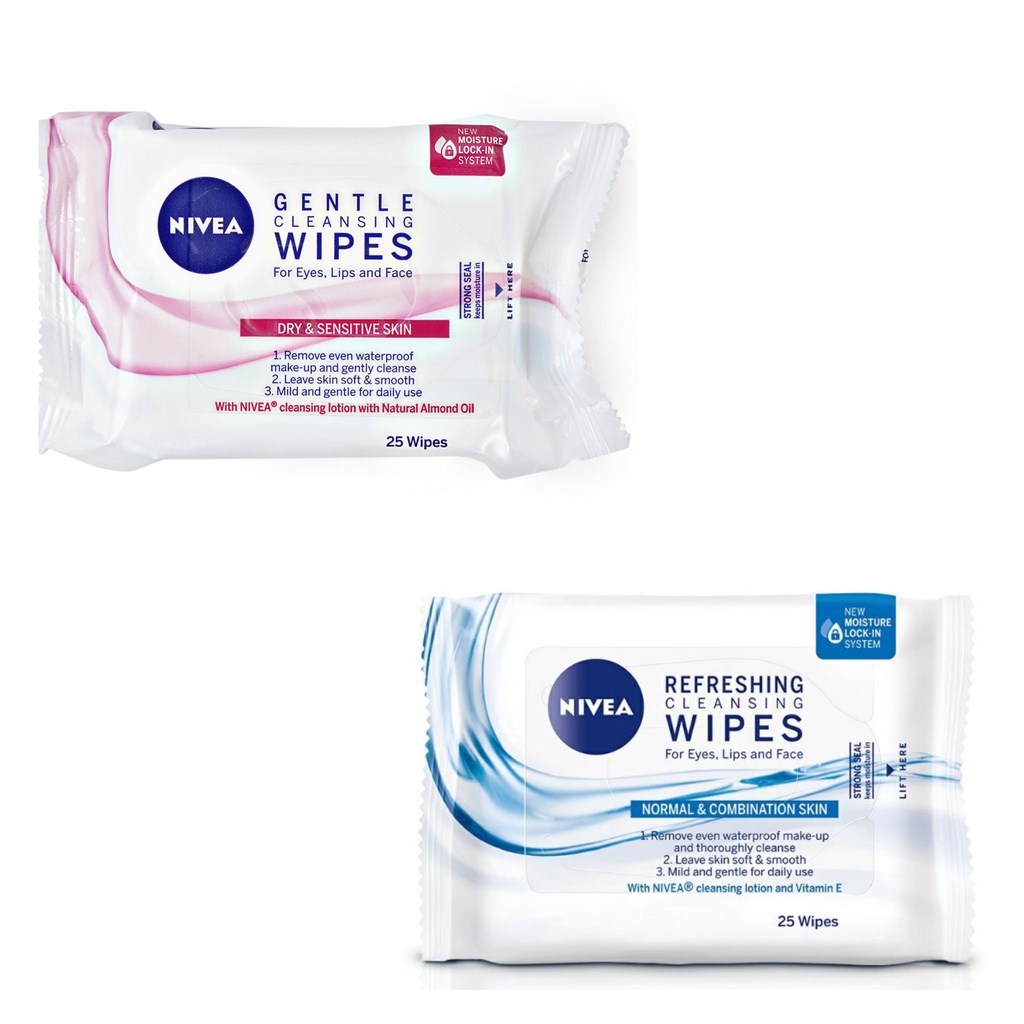 NIVEA 3 in 1 Refreshing/Gentle Cleansing Wipes 25s/40s (Micellar Makeup ...