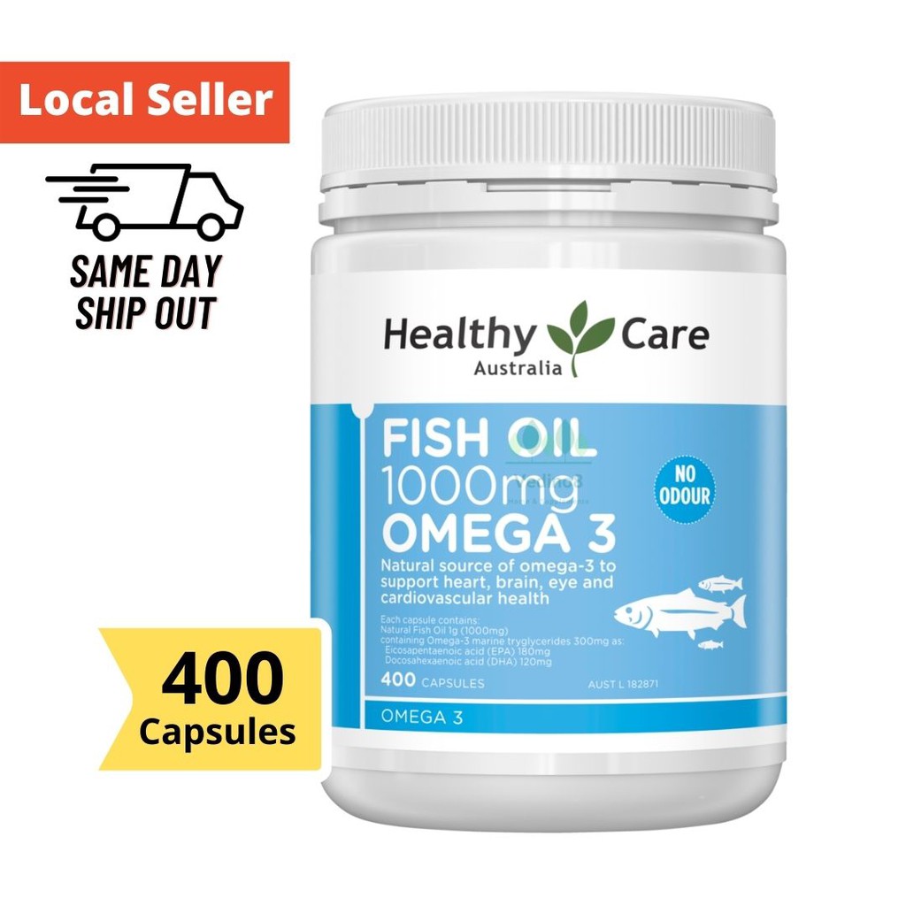 Healthy Care Fish Oil 1000mg 400 Capsules Omega 3 No Odour Made in ...