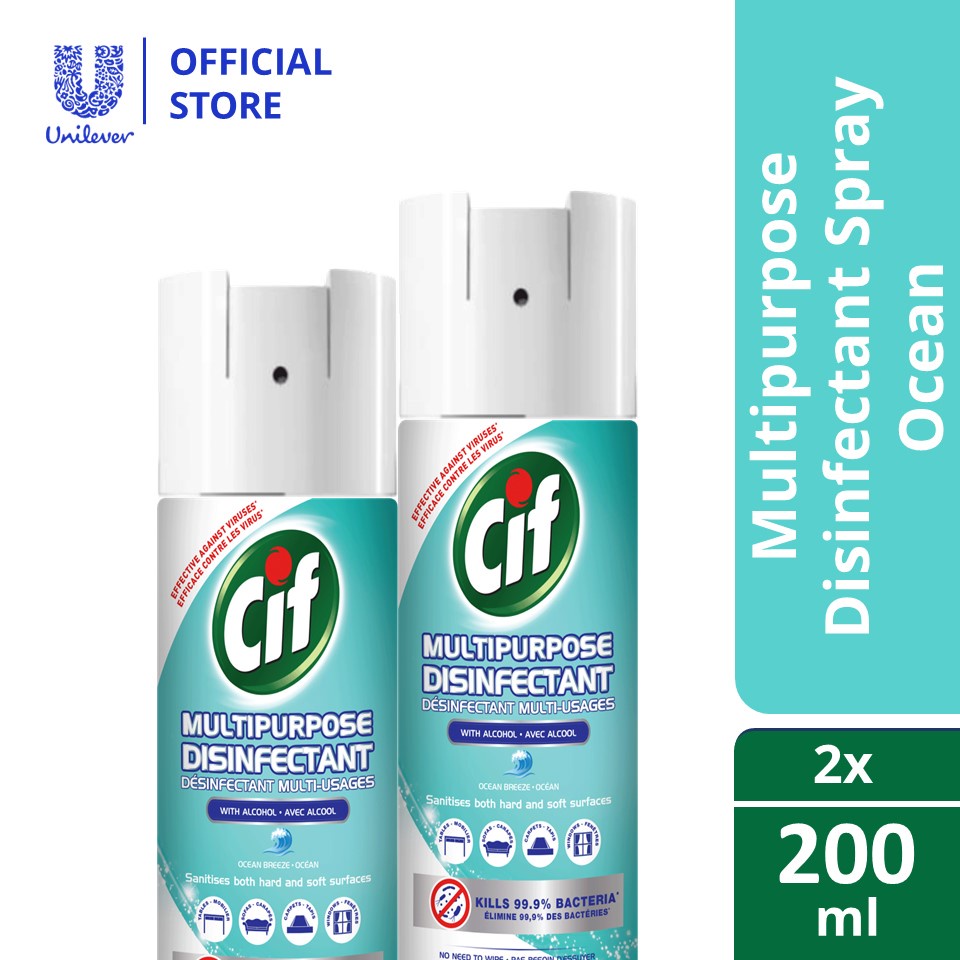 (Pack of 2) Cif Multipurpose Disinfectant Spray Ocean 200ml | Shopee ...
