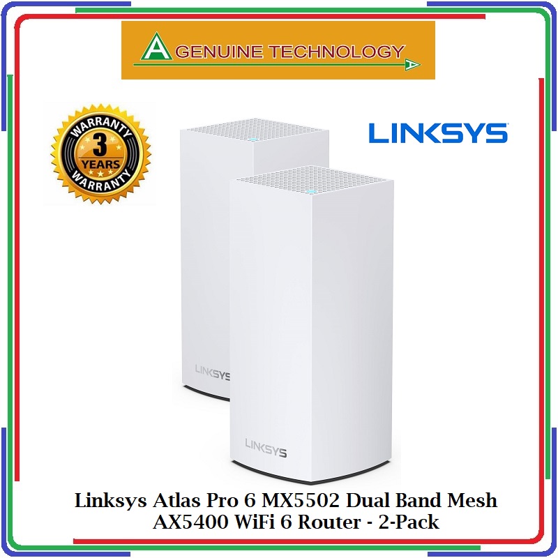 Linksys Atlas Pro 6 MX5502 Dual Band Mesh AX5400 WiFi 6 Router - 2-Pack ...