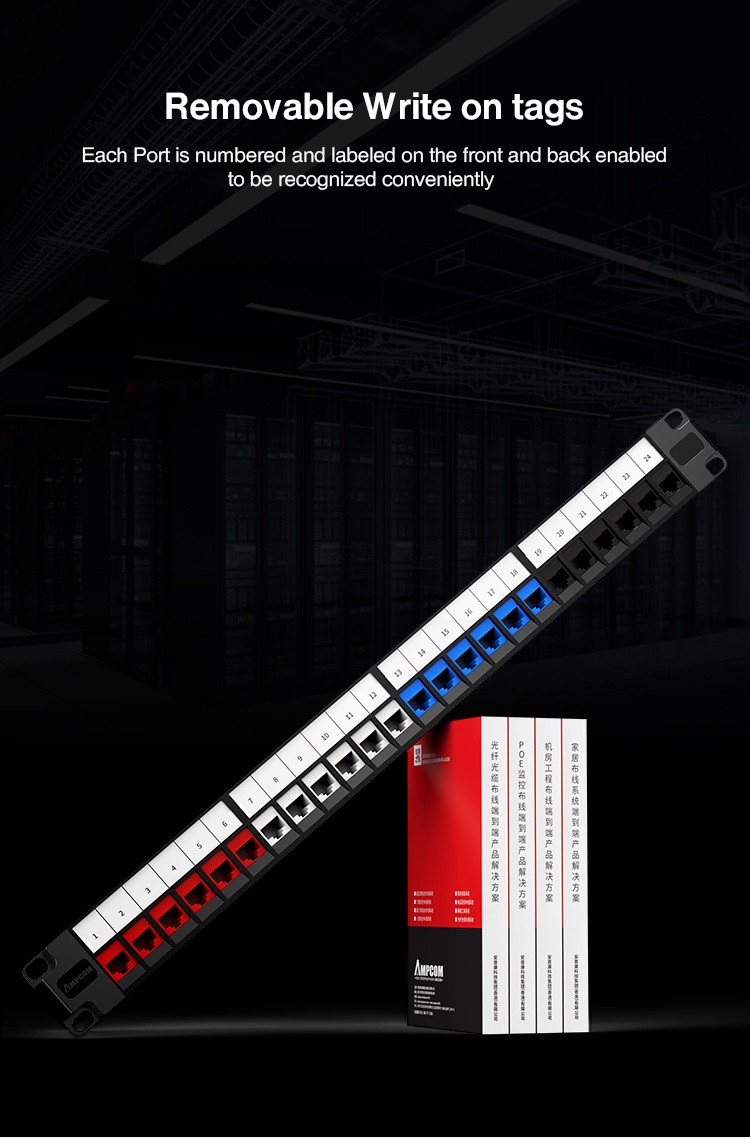 AMPCOM Patch Panel , 24 Port Patch Panel Pass Through, RJ45 Unshielded ...