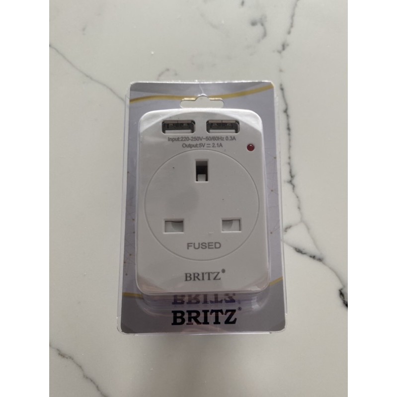 Britz 13A 3 Ways Multi Plug Adaptor with 2 USB Safety Mark | Shopee ...