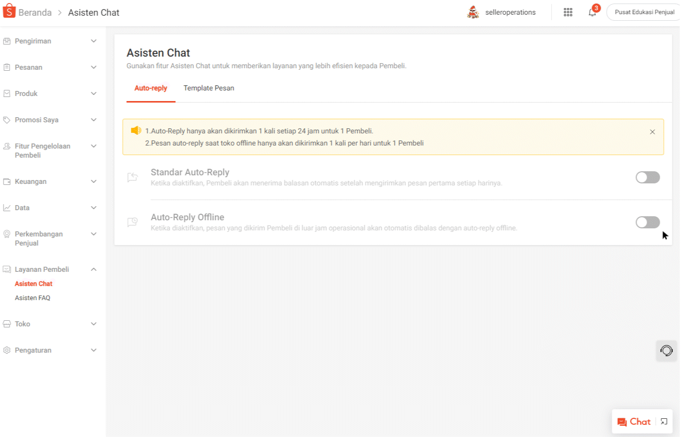 Auto Reply di Asisten Chat | ID Pusat Edukasi Penjual [Shopee]
