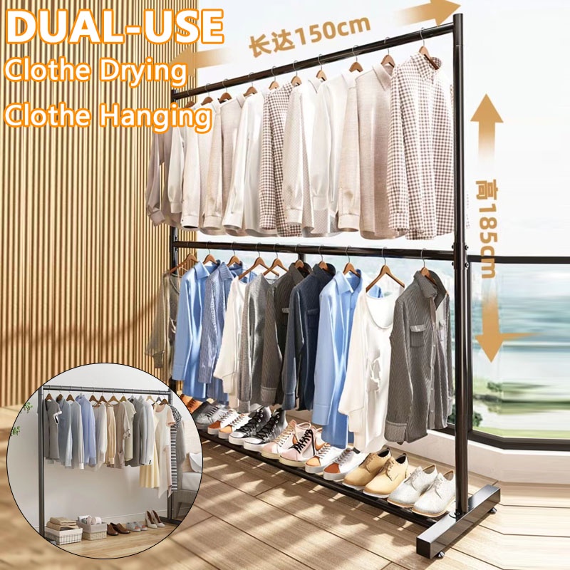 ZOHE Clothes Hanging Organizer Rack Sturdy Clothes Rack Double Pole ...