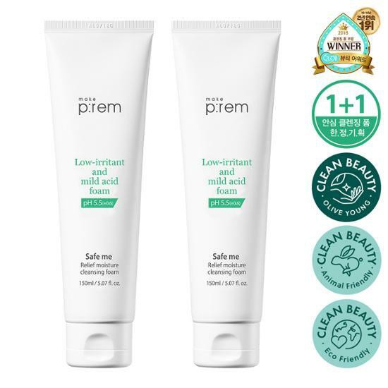 [ 1 + 1 ] MAKE PREM Safe Me Relief Moisture Cleansing Foam 150ml ...