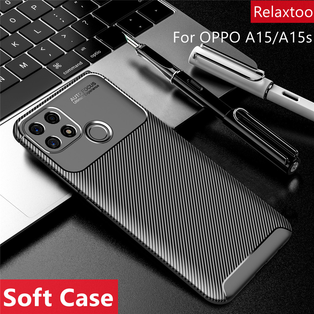 Carbon Fiber texture Case For OPPO A15 s Case Back Cover OPPO A15S ...