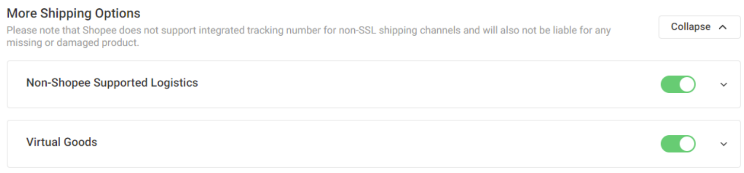 Non-Shopee Supported Logistics and Virtual Goods Shipping Channels ...