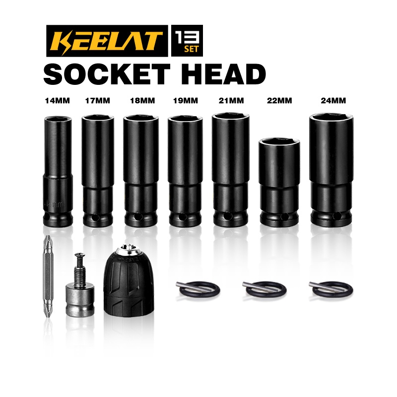 16 in 1 Electric Cordless Impact Wrench Hex Socket Head Set Kit Drill ...