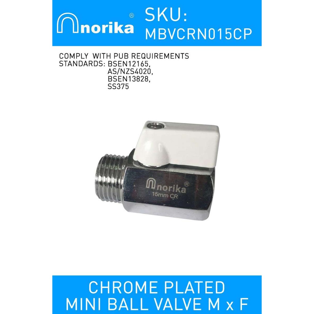 NORIKA ® 1/2'' Mini Ball Valve Chrome Plated [MxF] Male & Female Thread ...