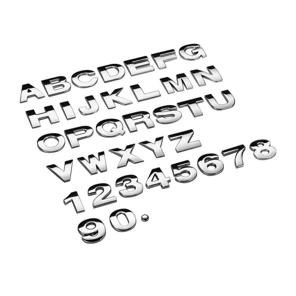 1 x 25mm Silver Metal DIY 3D Letter Digital Alphabet Car Sticker Emblem ...