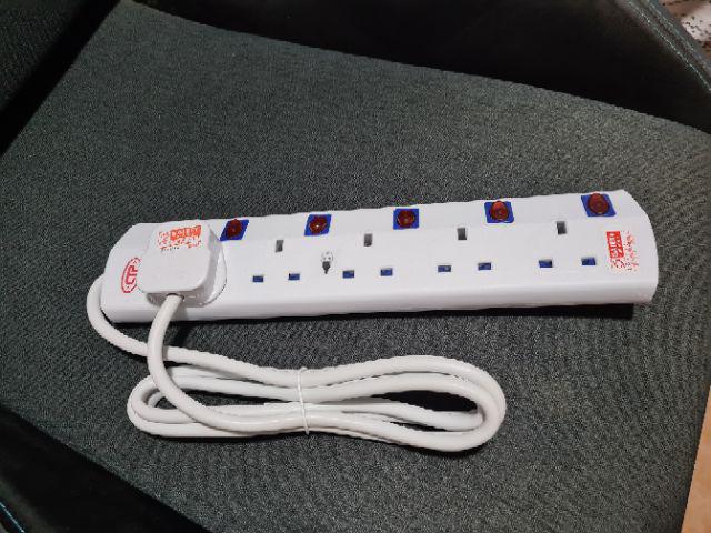 2 to 5 WAY SAFETY SOCKET WITH SAFETY MARK (2 METER) | Shopee Singapore