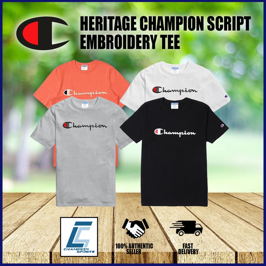 Heritage Champion Script Embroidery Tee (UniSex) | Shopee Singapore