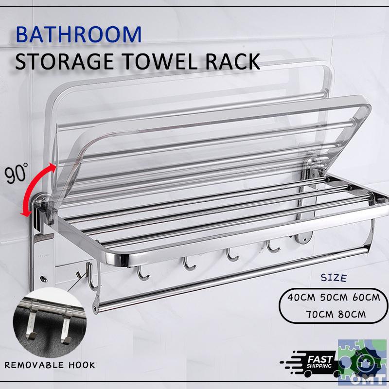 SS304 Foldable Folding Towel Rack Bathroom Shelf Toilet Accessories ...