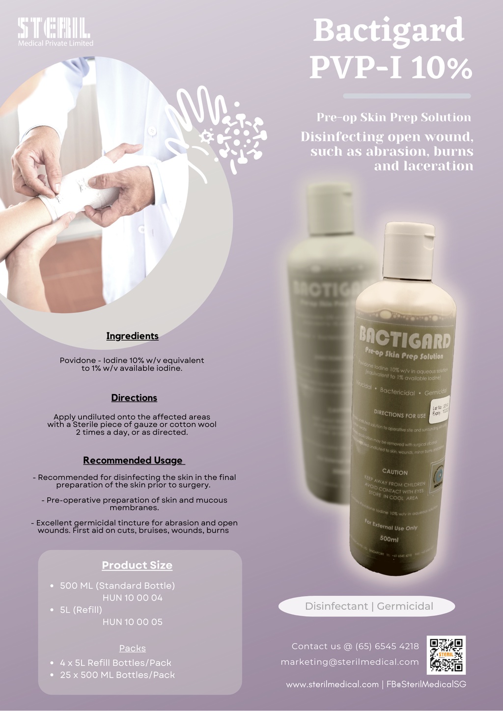 Steril Medical Bactigard PVP-I Pre-op Skin Prep Solution | Shopee Singapore