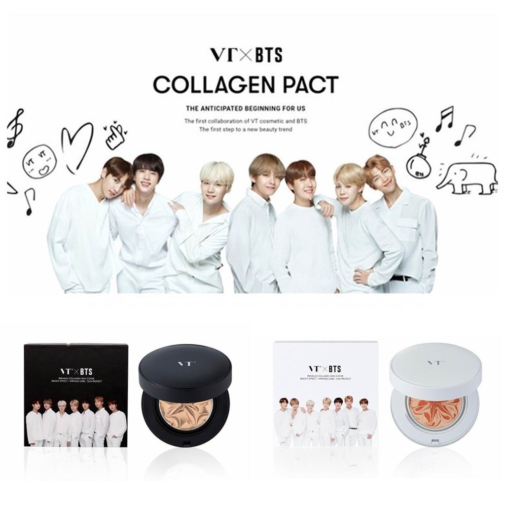 [VT x BTS] VT x BTS Collagen Pact SPF 50+ PA +++, 11g, #21 Ivory, Black ...