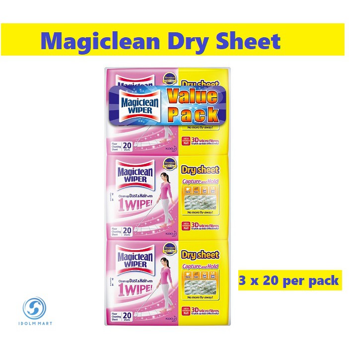 Magiclean Dry Wipe sheets 20s x 3 | Shopee Singapore