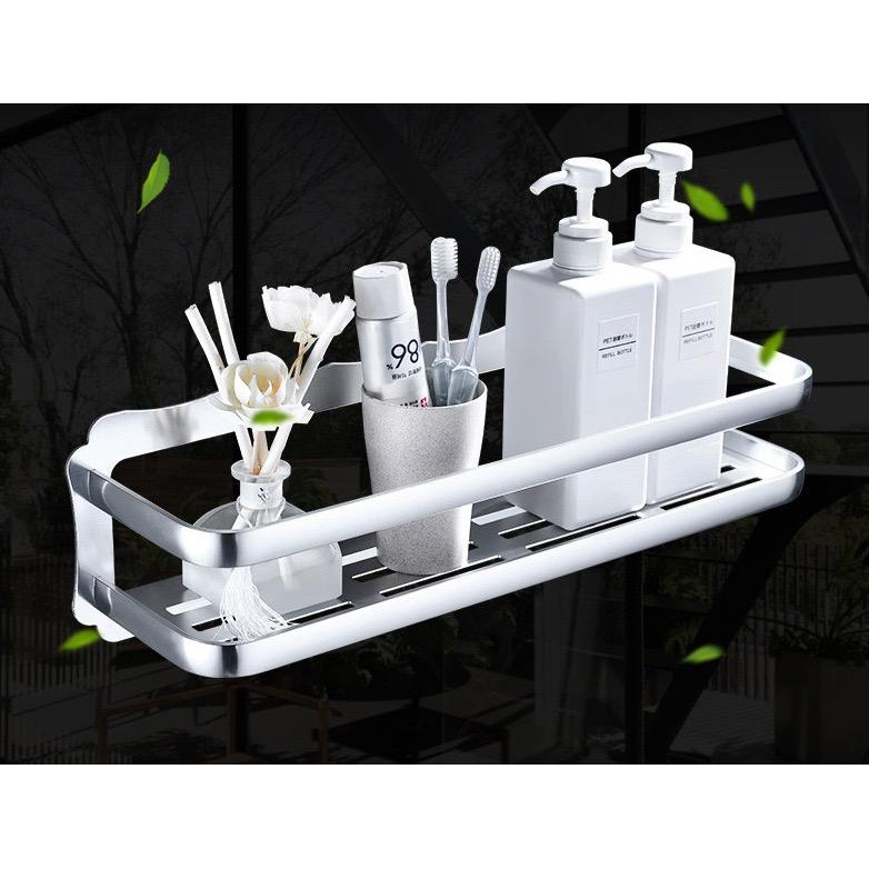 Bathroom Shelf Black Aluminum Wall-Mounted Square Shampoo Shelf ...