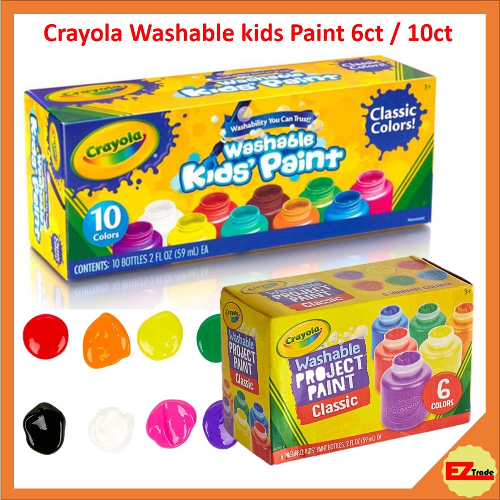 CRAYOLA PAINT WASHABLE FOR KIDS 2OZ 6CT / 10CT, Multicolor, 541204 / ...