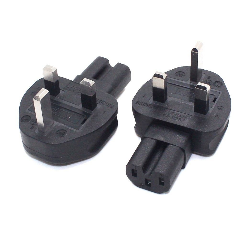 UK BS1363 3 Prong Fused Male to IEC 320 C15 Receptacle Power Adapter 13A 250V AC Plug Converter ...