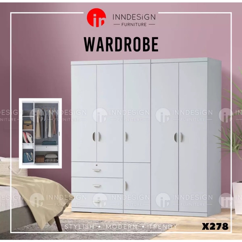 6.3ft White Wardrobe with Drawer (Free Installation ) | Shopee Singapore