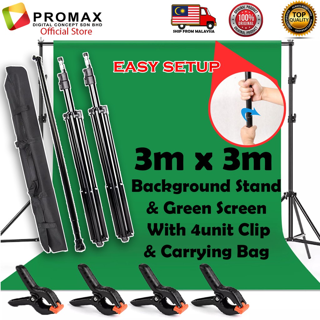 3x3m Background Stand Kit Easy Setup Telescopic Heavy Duty Photography ...
