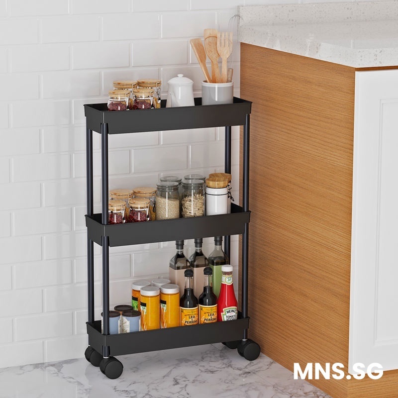 MNS Kitchen Crack Shelf Floor Multi-Layer Trolley Storage Rack ...
