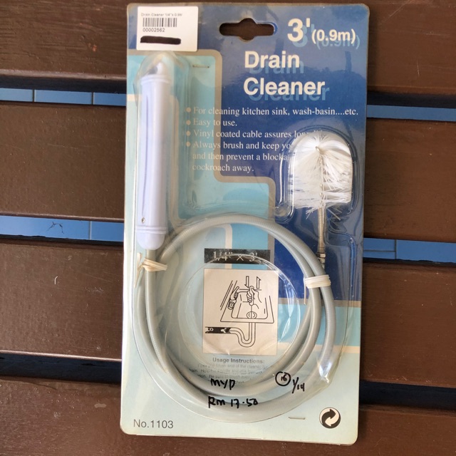 Drain cleaner 3’ / pencuci paip tersumbat / pencuci lubang sinki 1/4” x ...
