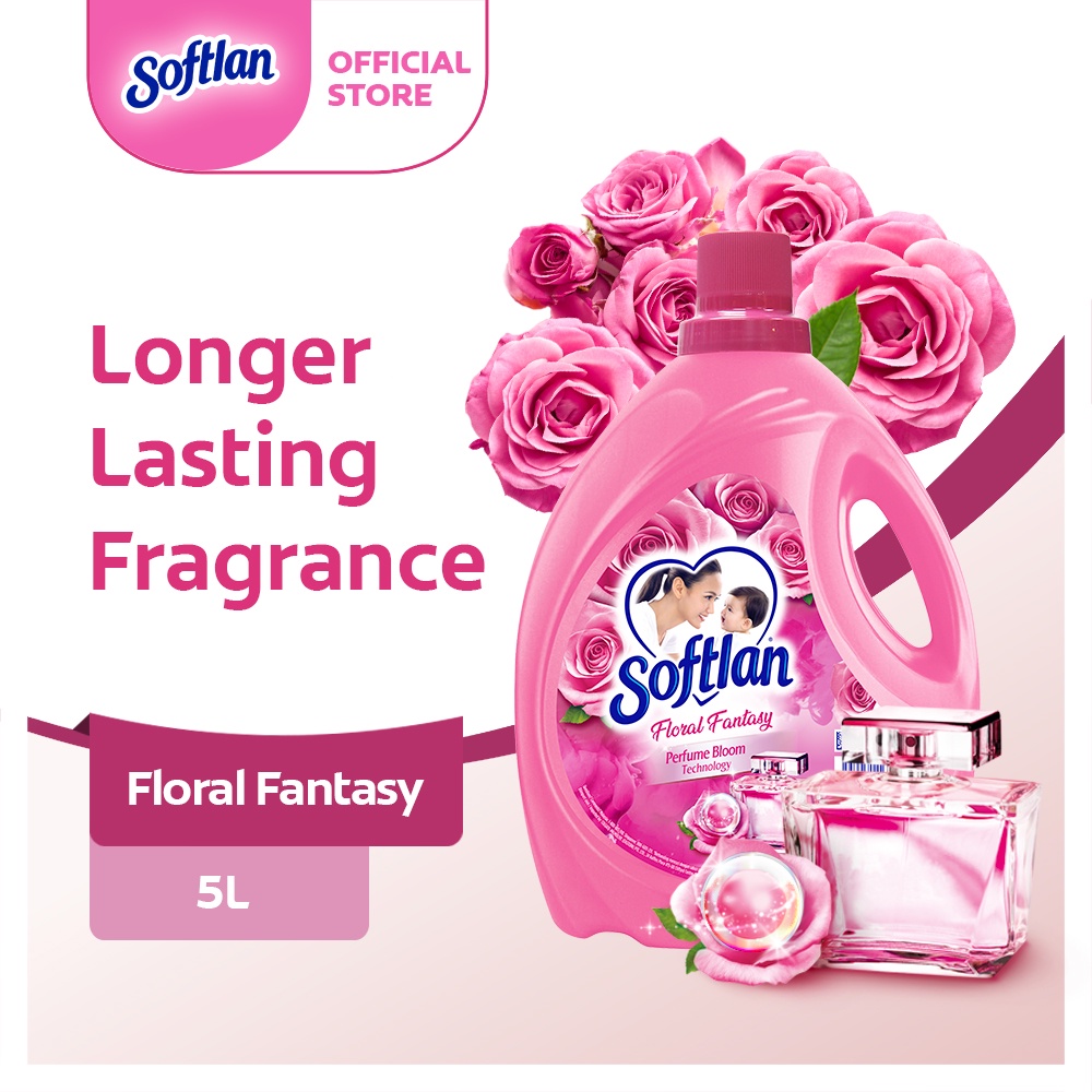Softlan Anti Wrinkles Floral Fantasy (Pink) Fabric Softener 5L | Shopee ...