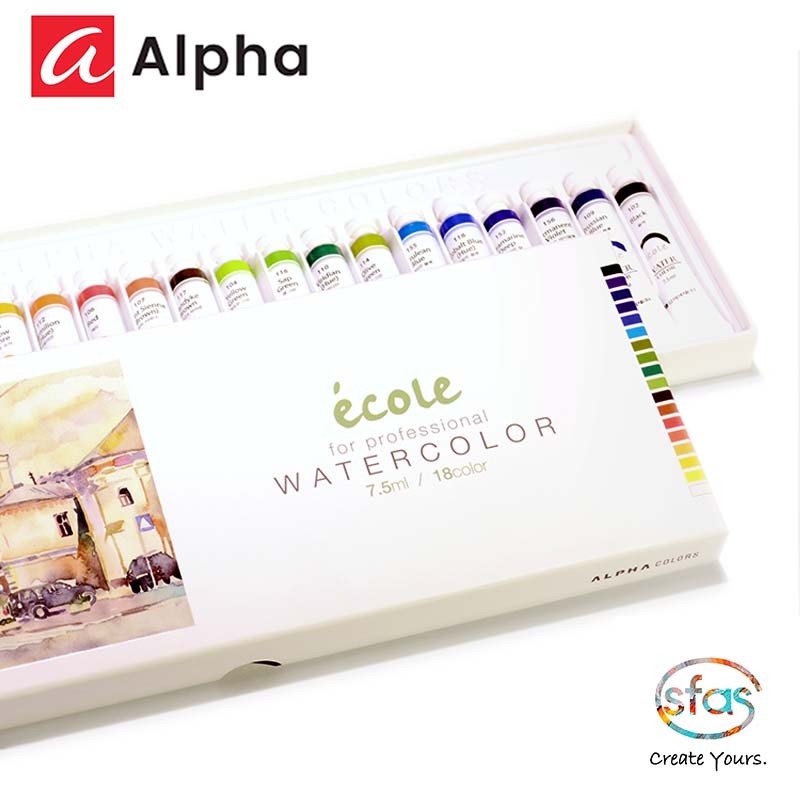 Alpha Artist Ecole Watercolour Paint Set from Korea *New Packaging*, 7 ...