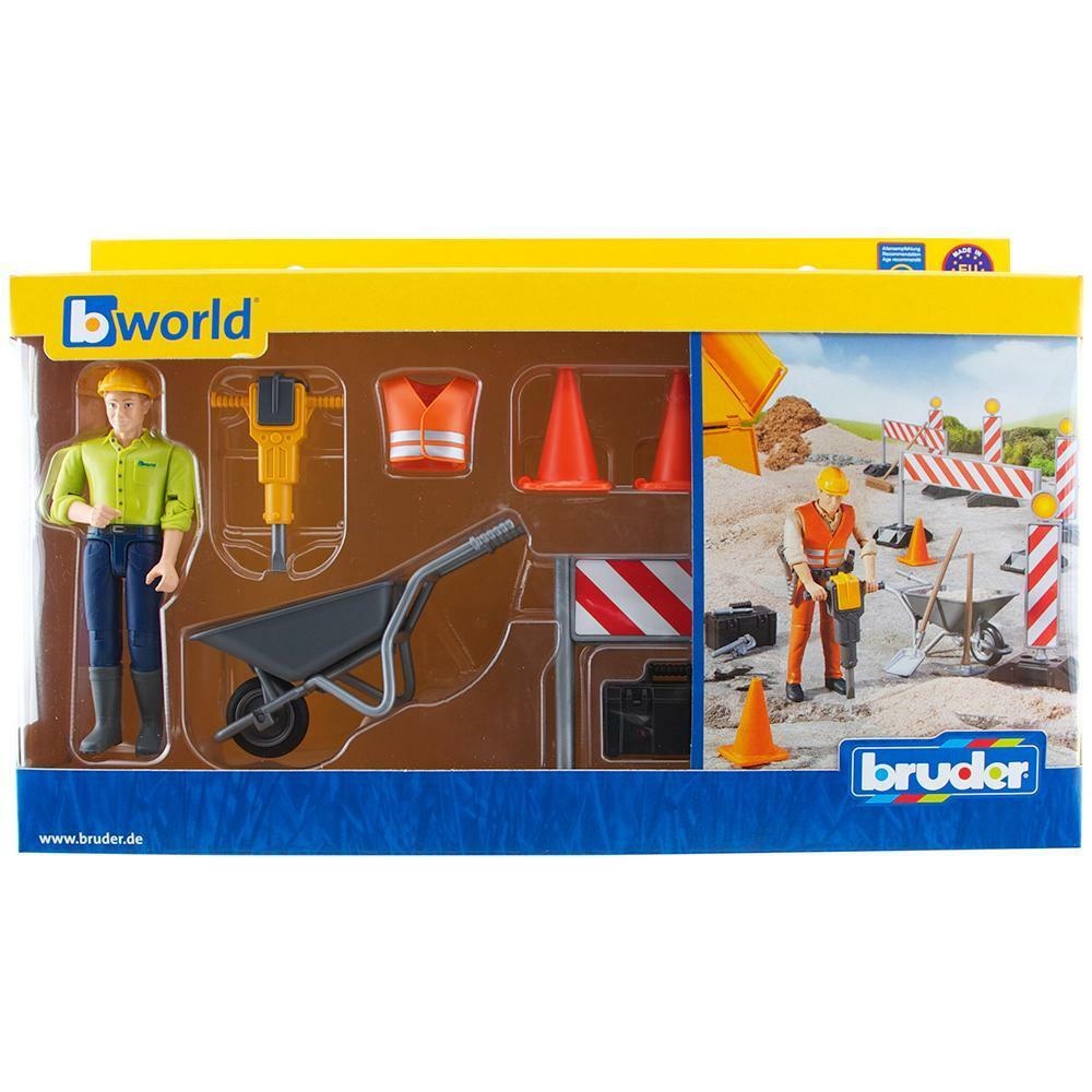 Bruder Construction Figure Set with Jackhammer and Wheelbarrow | Shopee ...