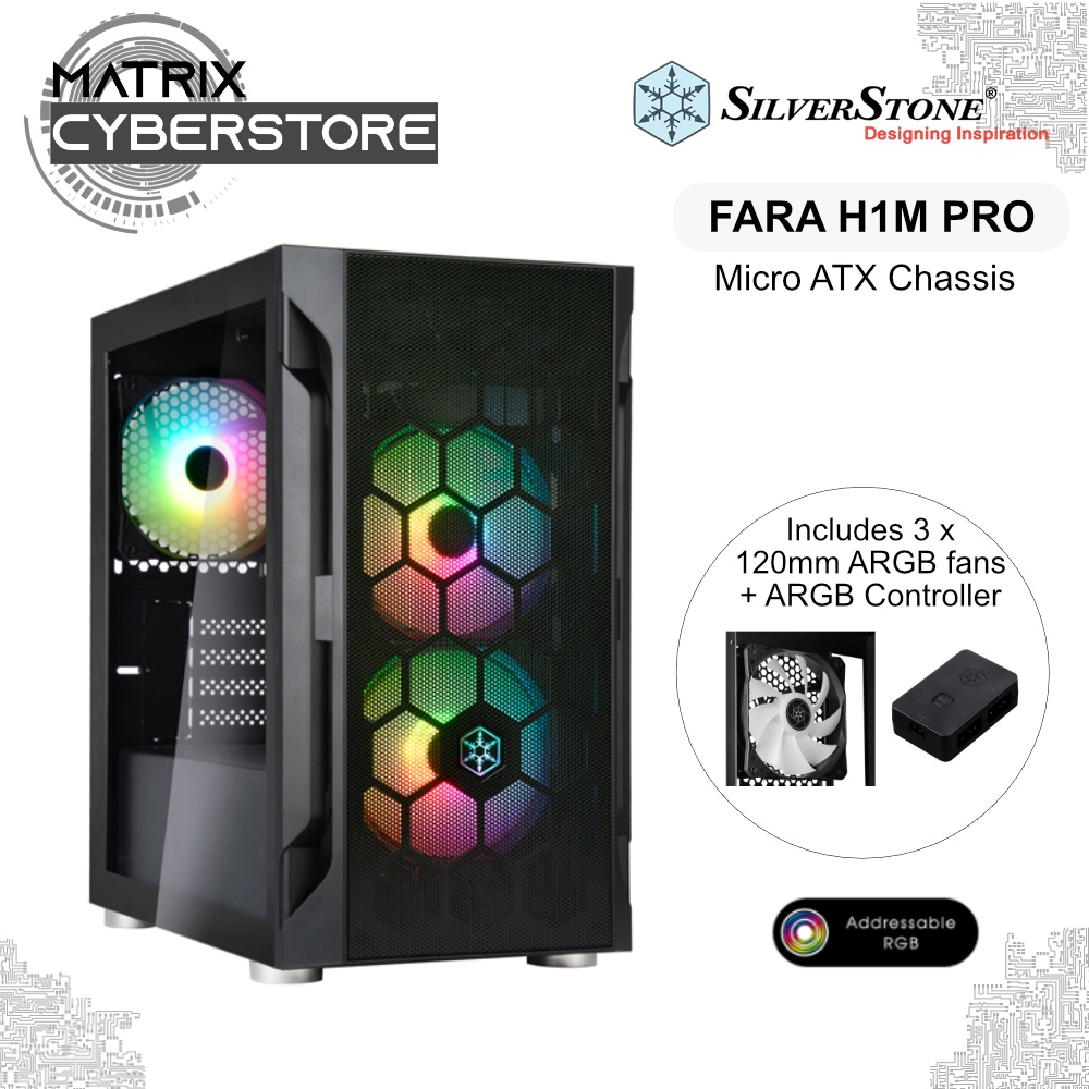Silverstone FARA H1M PRO Micro-ATX Gaming Chassis with ARGB lighting ...