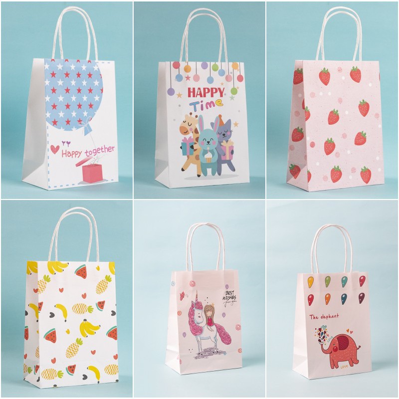 10 PCS Set Paper Bag Kids Goodie Bag Birthday Party Gift Bag Kraft ...