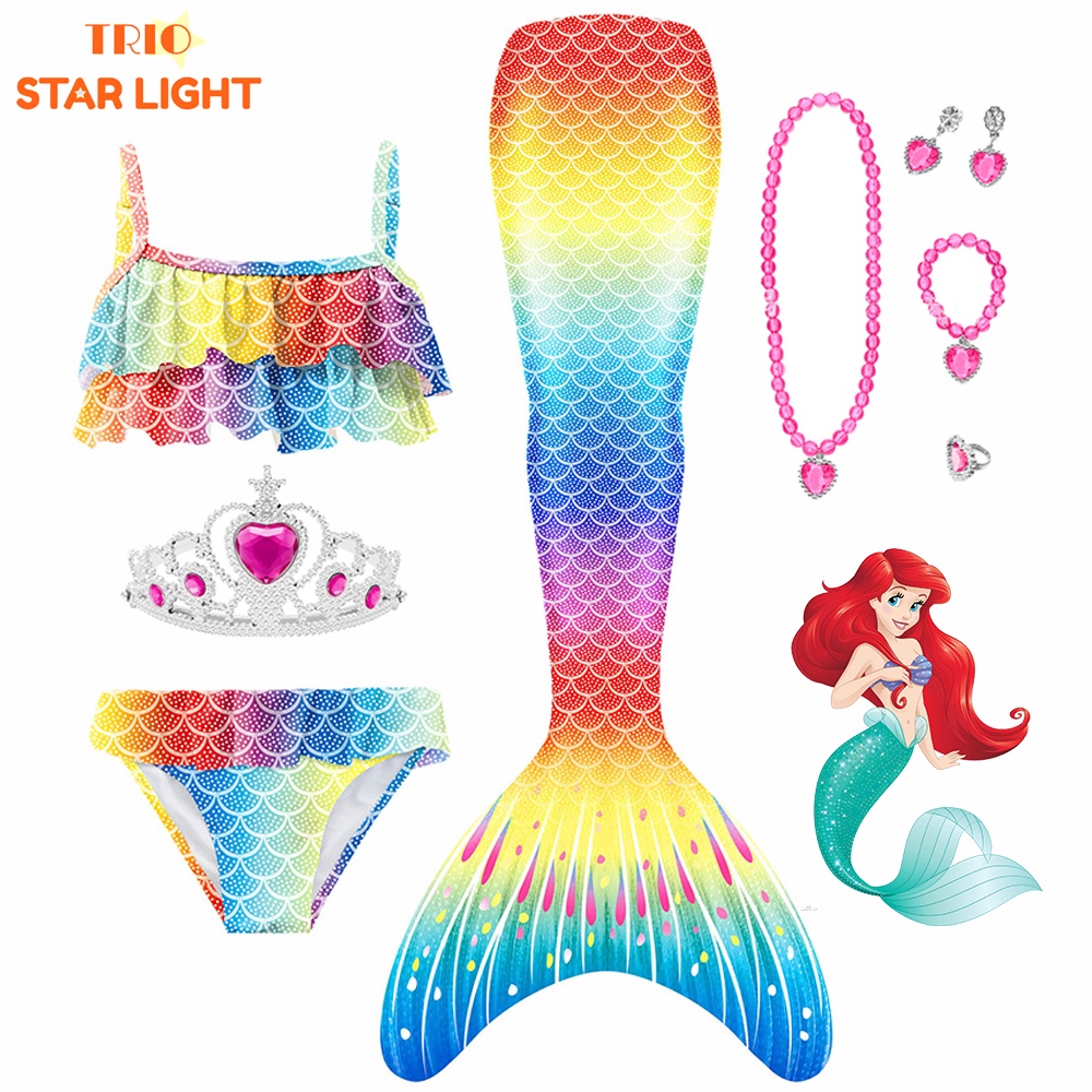 Girls Mermaid Tail Swimsuit Kids Princess Mermaid Costume Birthday ...