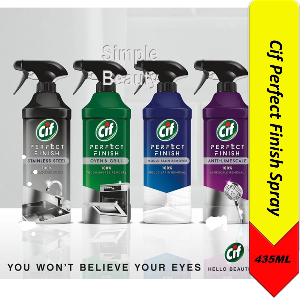 Cif Perfect Finish Cleaner Spray Limescale / Mould Stain Remover / Oven & Grill / Stainless ...