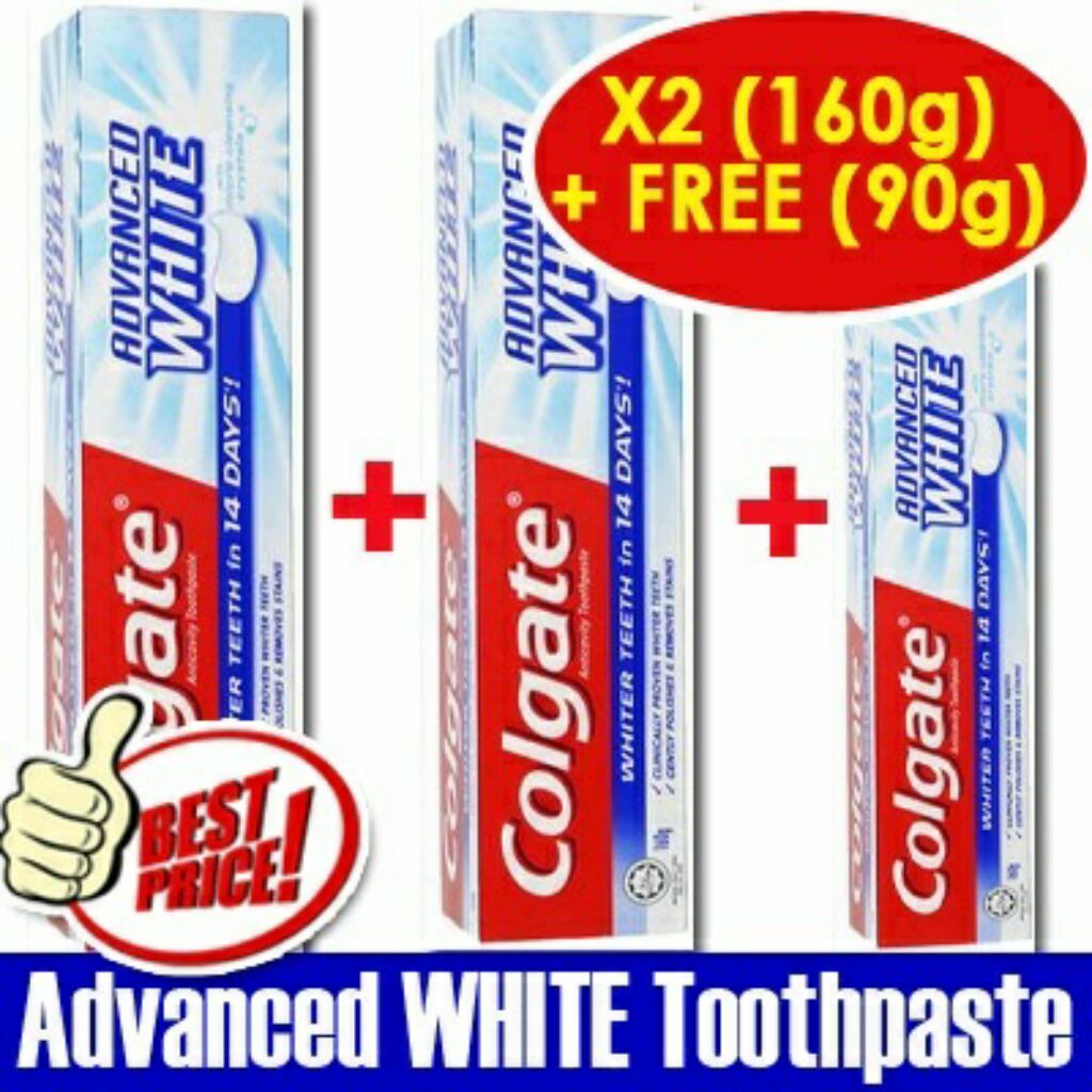 Colgate Advanced White (2×160g free 90g) | Shopee Singapore