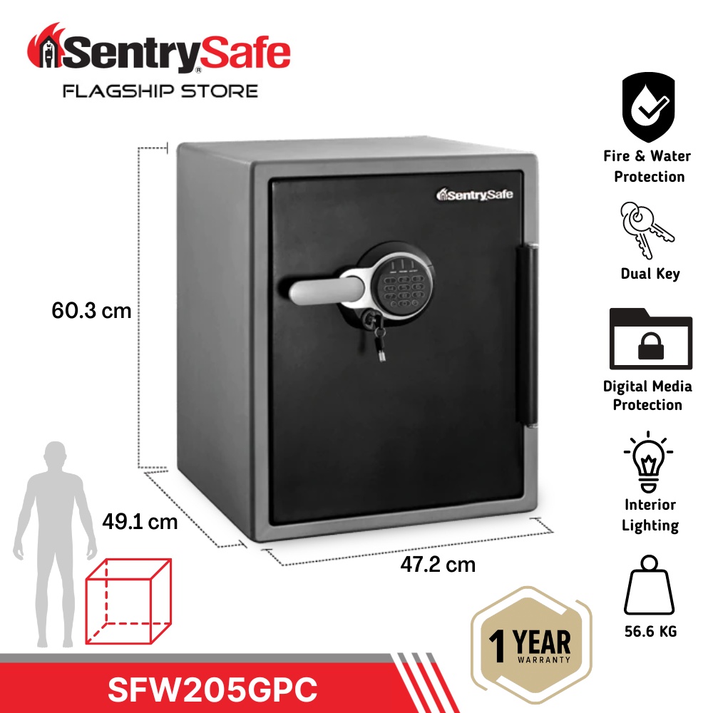 SentrySafe - SentrySafe SFW205GPC Digital Fire Security Safe | Shopee ...