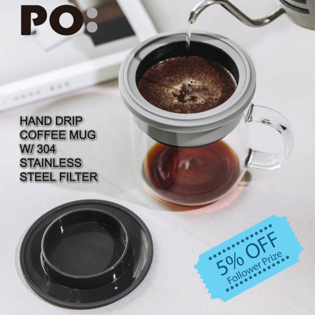 PO: Hand Drip Coffee Mug w/ 304 Stainless Steel Coffee Dripper / filter ...