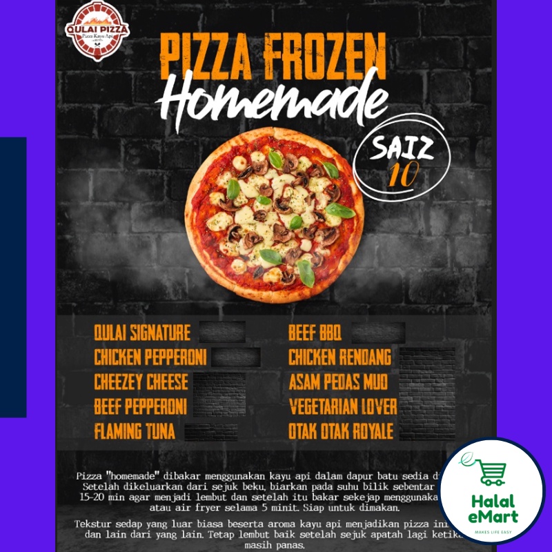 Pizza Kayu Api 10 inch Homemade Frozen Halal Beef Pepperoni/ Hawaiian ...