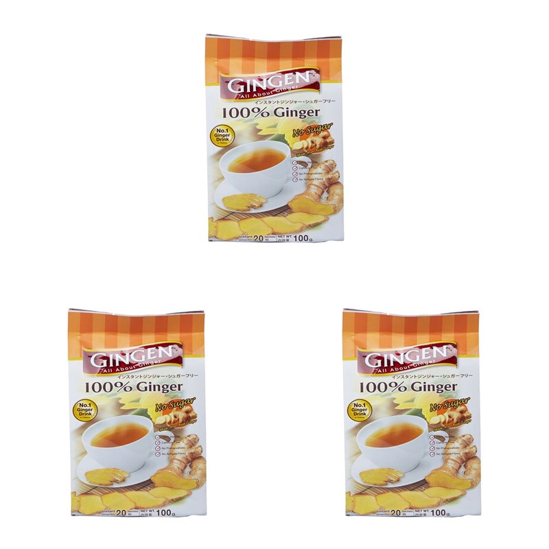 [Bundle of 3] Gingen Instant Ginger Tea, 100% Ginger, 20s x 5g (Halal ...