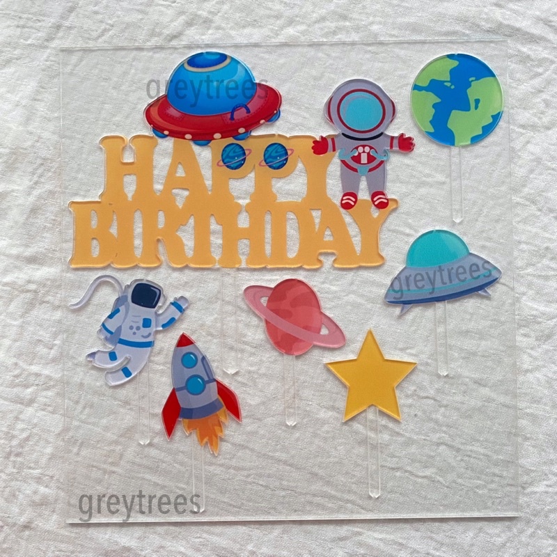 [SG Seller] Spaceship Rocket Acrylic Cake and Cupcake Topper Set ...