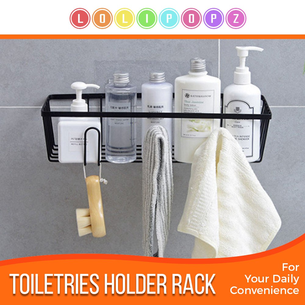 Toiletries Holder Rack | Tray | Wall Hanging Storage | Adhesive Plug ...